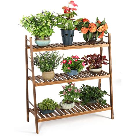 Buy HYNAWIN Wood Stands 3 Tiers Rack Carbonized Holder Vertical