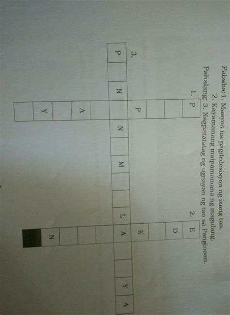Sa Tulong Ng Crossword Puzzle Ay Kumpletuhin Ang Mga Nakatagong Letra