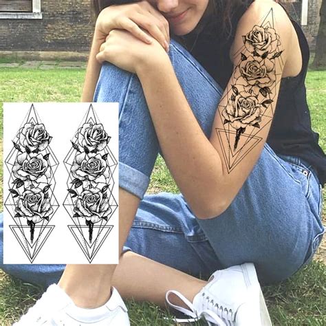 Realistische Sexy Pfingstrose Tattoos Temporäre Frauen Erwachsene Blume