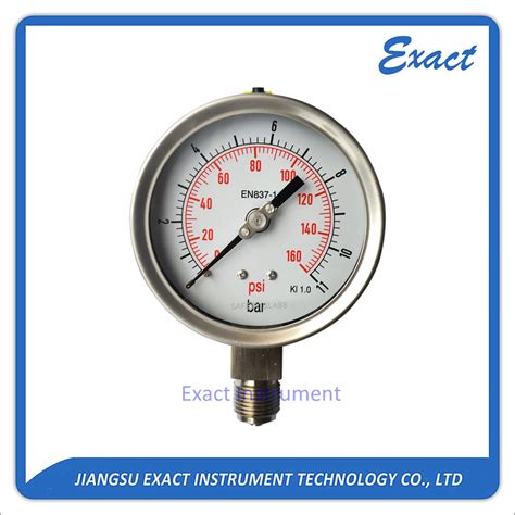 100mm Bottomlaser Welding Glycerine Filled Pressure Gauge Antivibration