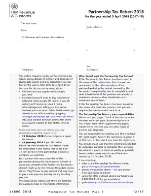 Fillable Online Partnership Tax Return 2018 Use Form SA800 2018 To