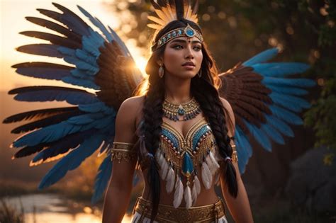 Premium AI Image Beautiful Sexy Native American Woman In Traditional