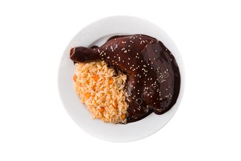 Mole Poblano Tradicional Con Plato De Arroz Mexicano PNG Dibujos