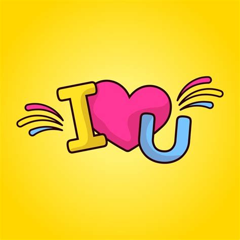 Premium Vector A Yellow Background With The Words I Love U And A Pink