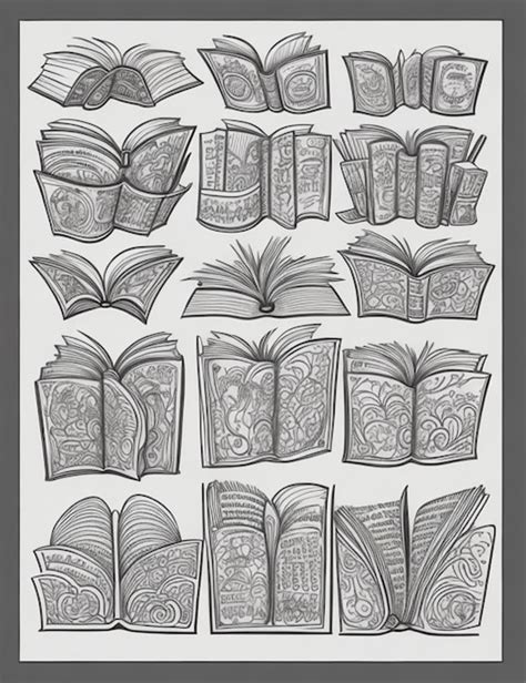 Conjunto de rabiscos de livros desenhados à mão esboço de cor preta