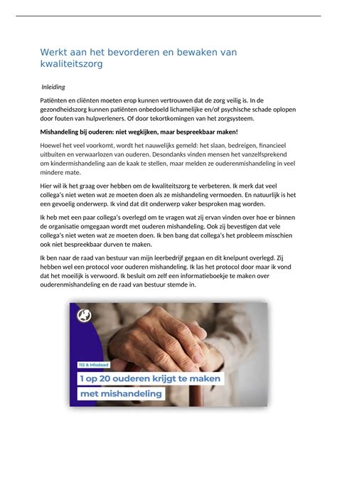 Examen Verpleegkundige Niv 4 Werkt Aan Het Bevorderen En Bewaken Van