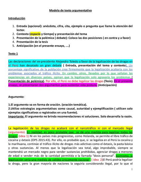 Modelo De Texto Argumentativo Corregido Modelo De Texto