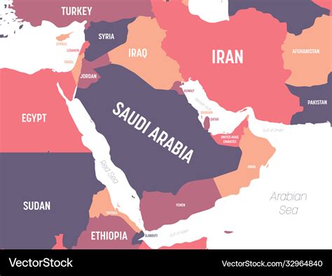 Middle East Map High Detailed Political Royalty Free Vector