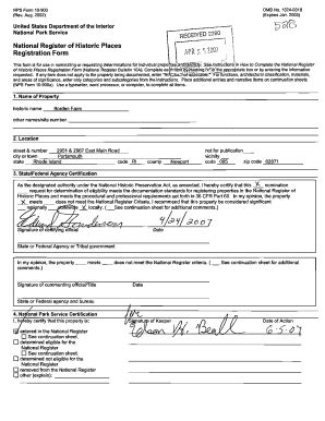 Fillable Online NPS Form 1 0 900 A Rev 8 2002 National Park