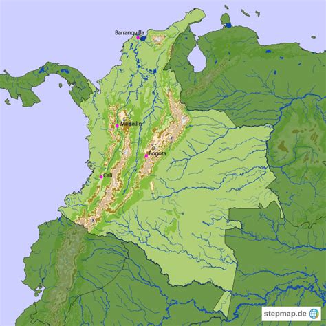 StepMap Kolumbien Länderinfo Landkarte für Kolumbien