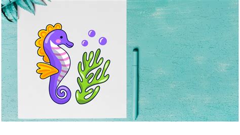Cómo dibujar un caballito de mar kawaii YouTube