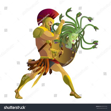 Perseus Cutting Medusas Head Greek Mythology Vector C S N Mi N Ph