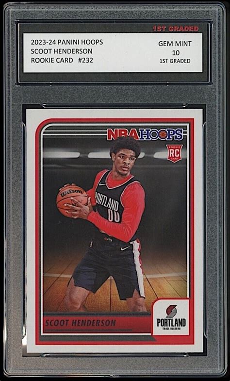 2023 24 Scoot Henderson Panini Hoops 1st Graded 10 Trail Blazers NBA