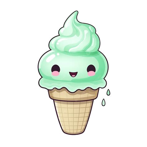 Cute Kawaii Mint Ice Cream Png Illustration Mint Stickers Ice Cream