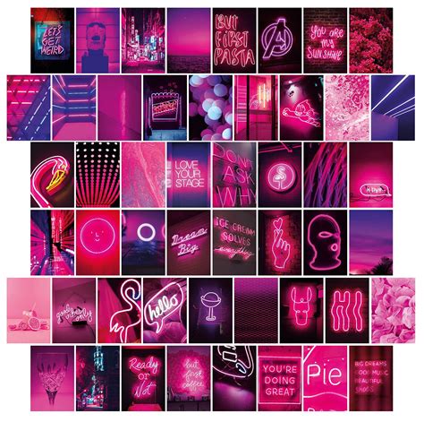 Buy Deepb Neon Pink Neon Purple Wall Collage Kit Aesthetic Pictures