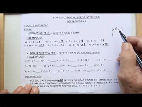 CONJUNTO DOS NÚMEROS INTEIROS Z YouTube