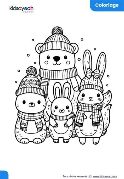 Coloriage Animaux Mignons D Hiver T L Charger Le Pdf