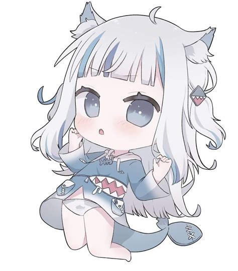 An Anime Character With Long White Hair And Blue Eyes Sitting On The