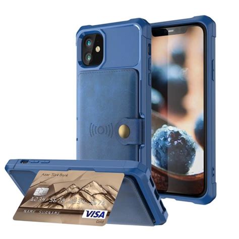 iPhone 12 12 Pro Skal Med Magnetiskt Plånbok Blå Blue Blå c3de
