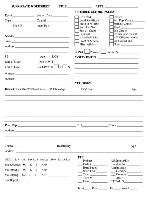 Fillable Online SURROGATE WORKSHEETdoc Fax Email Print PdfFiller