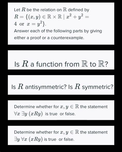 answered let r be the relation on r defined by… bartleby