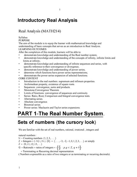 matt202 notes part 1 notes 1 introductory real analysis real analysis math214 syllabus