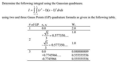 solved determine the following integral using the gaussian quadrature i âˆ f v ts 1