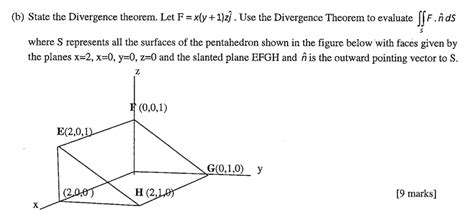 solved b state the divergence theorem let f xly l zj use the divergence theorem to evaluate