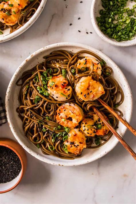 15 Minute Garlic Shrimp Soba Noodles Lena S Kitchen