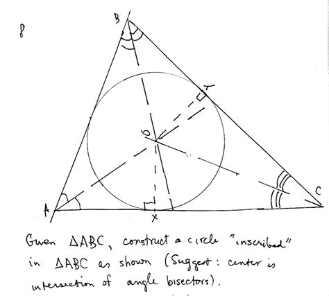 solved given triangle abc construct a circle inscribed