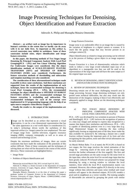 pdf image processing techniques for denoising object pca lpg and non linear pca