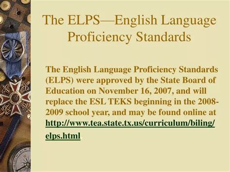 PPT The ELPSEnglish Language Proficiency Standards PowerPoint