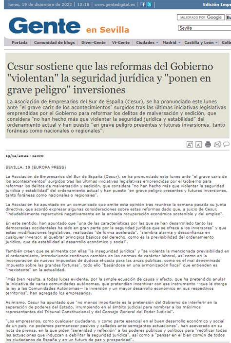 Repercusión Nota de opinión sobre las últimas decisiones del Gobierno y