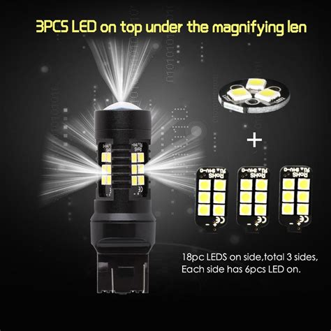 2pcs 1200Lm T20 W21W LED W21 5W LED WY21W 7440 7443 LED Bulb T25 3157