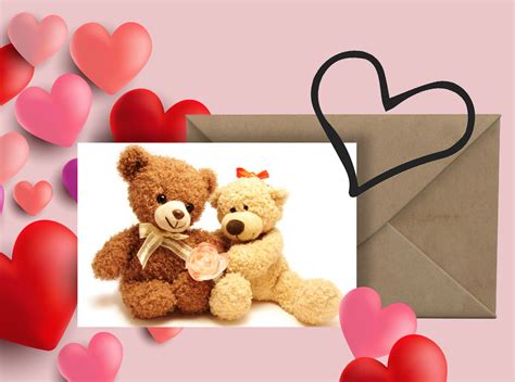 Ourson Et Rose Carte Virtuelle Avec Petits Oursons Amoureux
