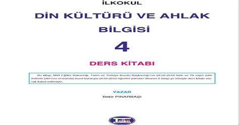 4 Sınıf Din Kültürü ve Ahlak Bilgisi Ders Kitabı Tutku PDF İNDİR