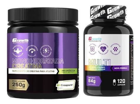 Kit Creatina Creapure 250g Multivitamínico 120 Caps Growth Frete grátis
