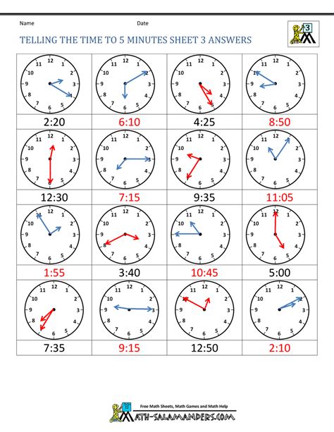 How To Tell Time On A Clock Worksheets