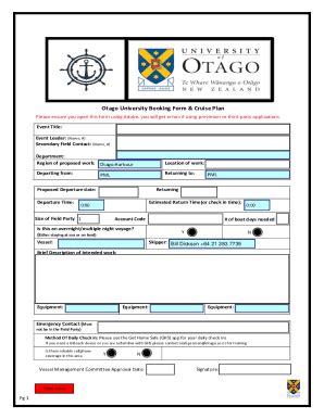 Fillable Online Fillable Online Otago Ac UOCSC Booking Request Form Fax