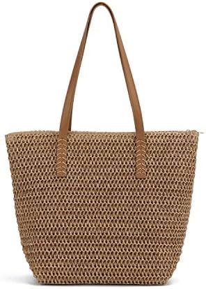 MaoXinTek Strohtaschen Damen Stroh Handtasche Sommer Handarbeit