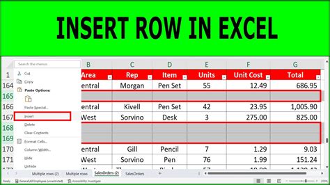 How To Insert Row In Excel How To Insert Multiple Rows In Excel Youtube