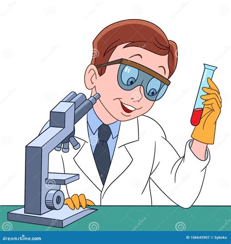 Cientista Qu Mico Dos Desenhos Animados Um Tubo De Ensaio E Um