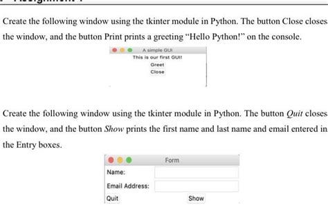 Solved Create The Following Window Using The Tkinter Module Chegg