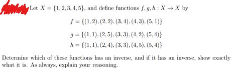 solved let x {1 2 3 4 5} and define functions f g h x→x by