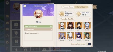 Cara Melihat Profil Genshin Impact Gemskul