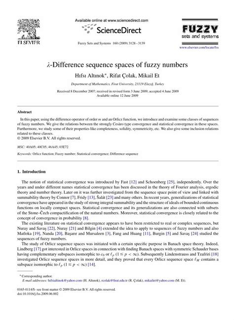pdf difference sequence spaces of fuzzy numbers dokumen tips