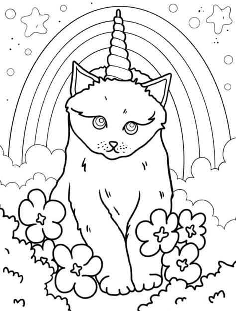 Coloriage Chat licorne réaliste dessin gratuit à imprimer