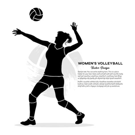 Silueta Negra De Una Jugadora De Voleibol Sirviendo La Pelota