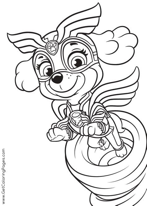Pagina Da Colorare Di Skye Paw Patrol Mighty Pups Disegni Da Colorare