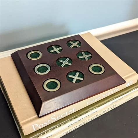 VINTAGE WOODEN BRASS Tic Tac Toe Game Board 23 14 PicClick UK